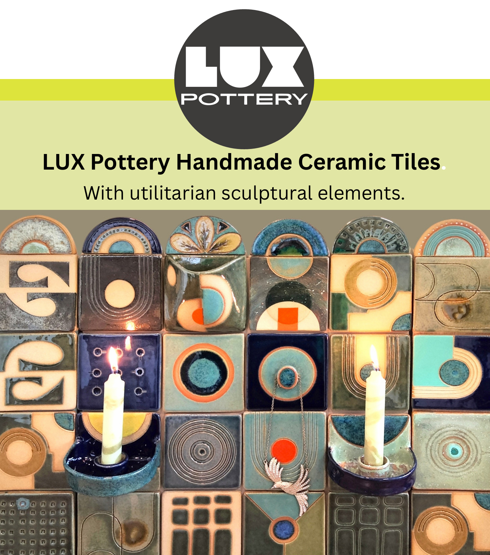 LUX Pottery Handmade Ceramic Tiles With utilitarian sculptural elements ...
